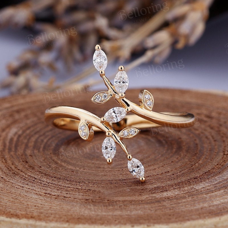 Leaf Diamond Ring - Etsy