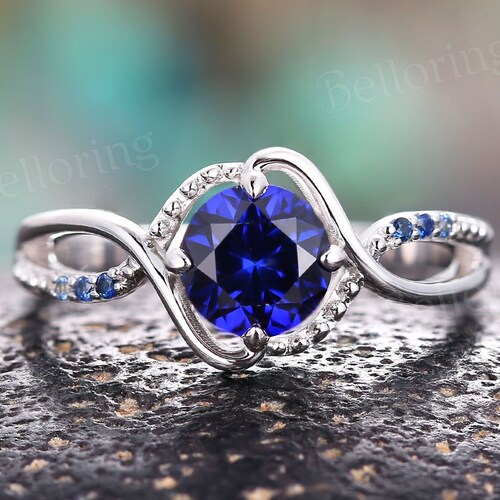 Sapphire Wedding Band Sapphire Infinity Knot Ring Infinity - Etsy Israel