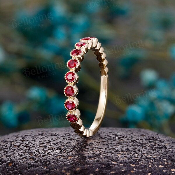 Ruby Wedding Band - Etsy