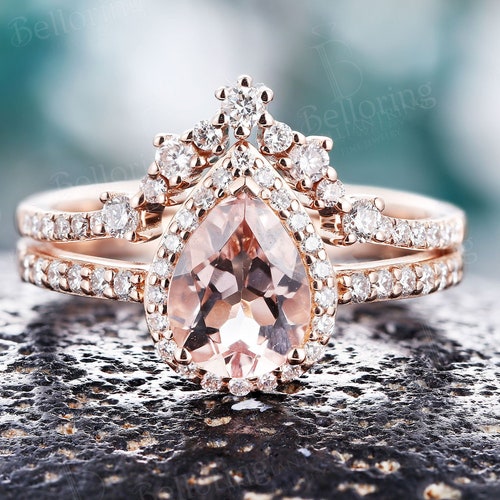 Pear Shaped Alexandrite Engagement Ring Set Vintage Art Deco - Etsy