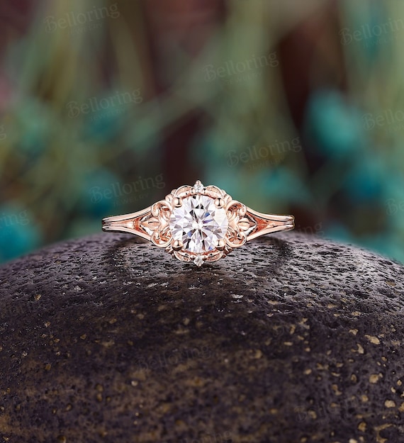 Vintage moissanite engagement rings etsy store