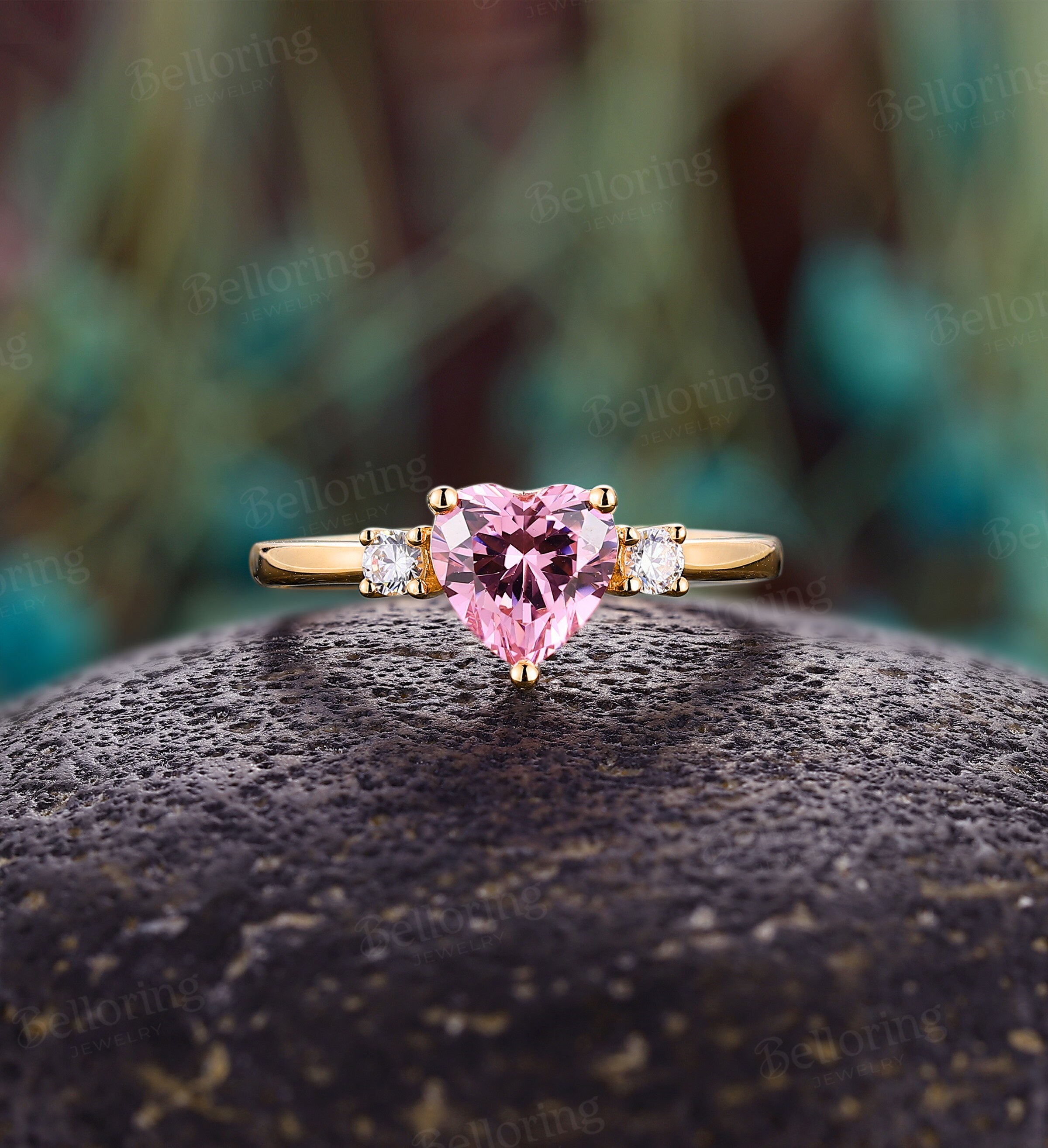 Pink Moissanite Engagement Rings
