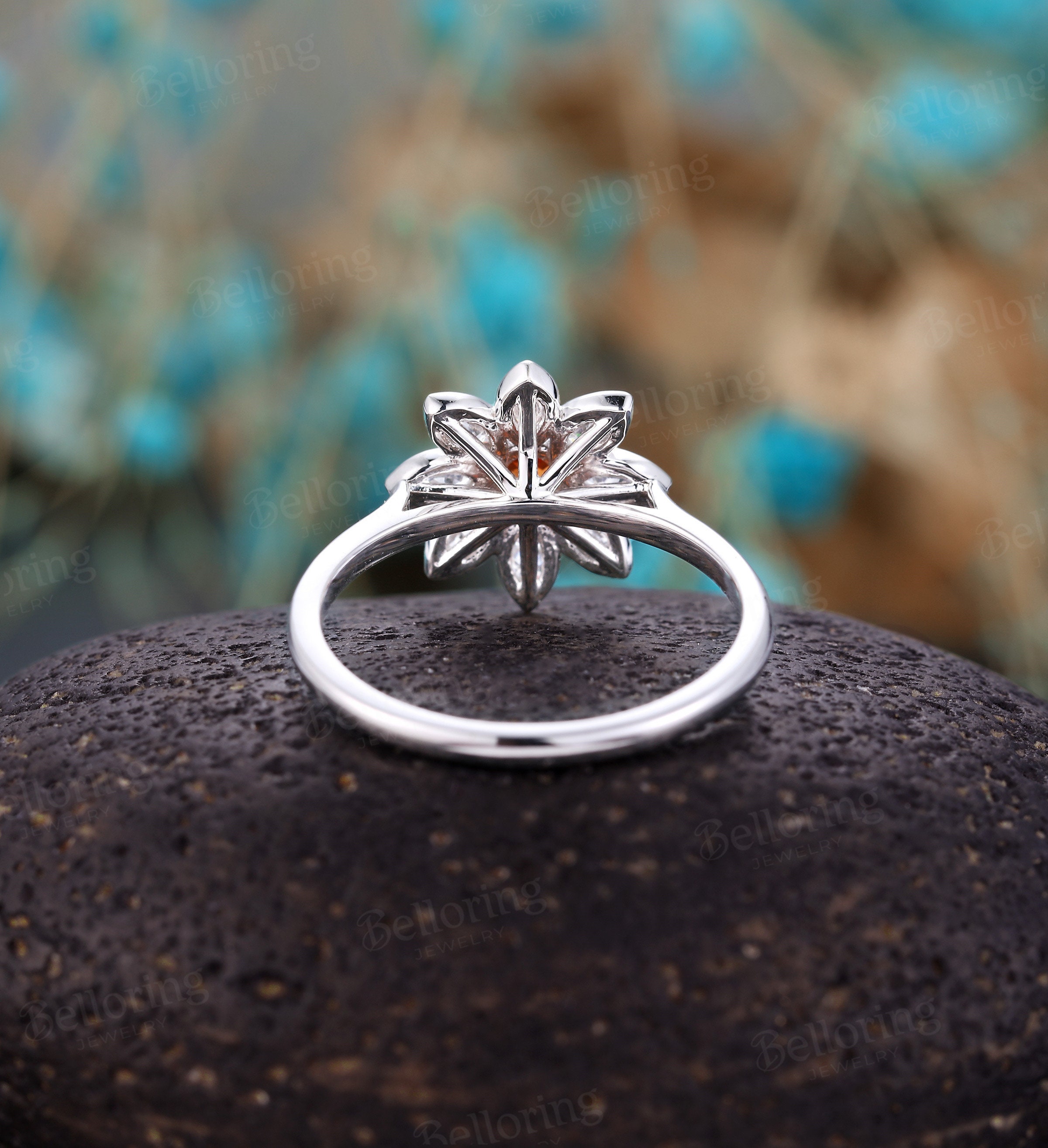 Round Orange Sapphire Engagement Ring White Gold Marquise Round Orange Sapphire Engagement Ring White Gold Marquise