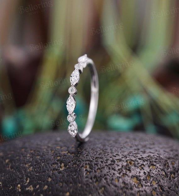 White gold moissanite wedding band store