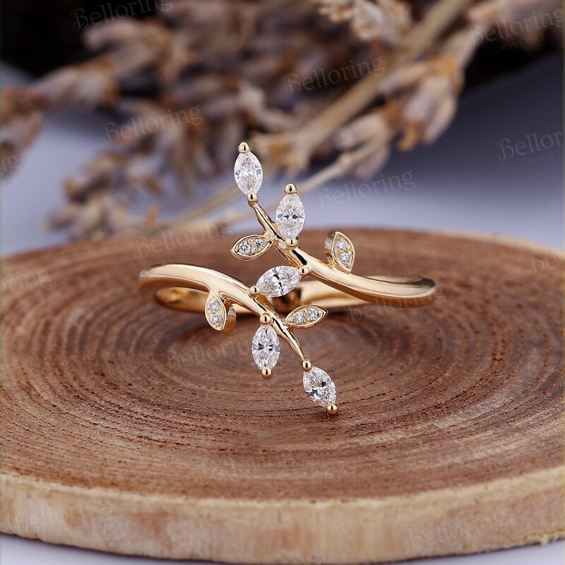 Diamond Leaf Ring - Etsy