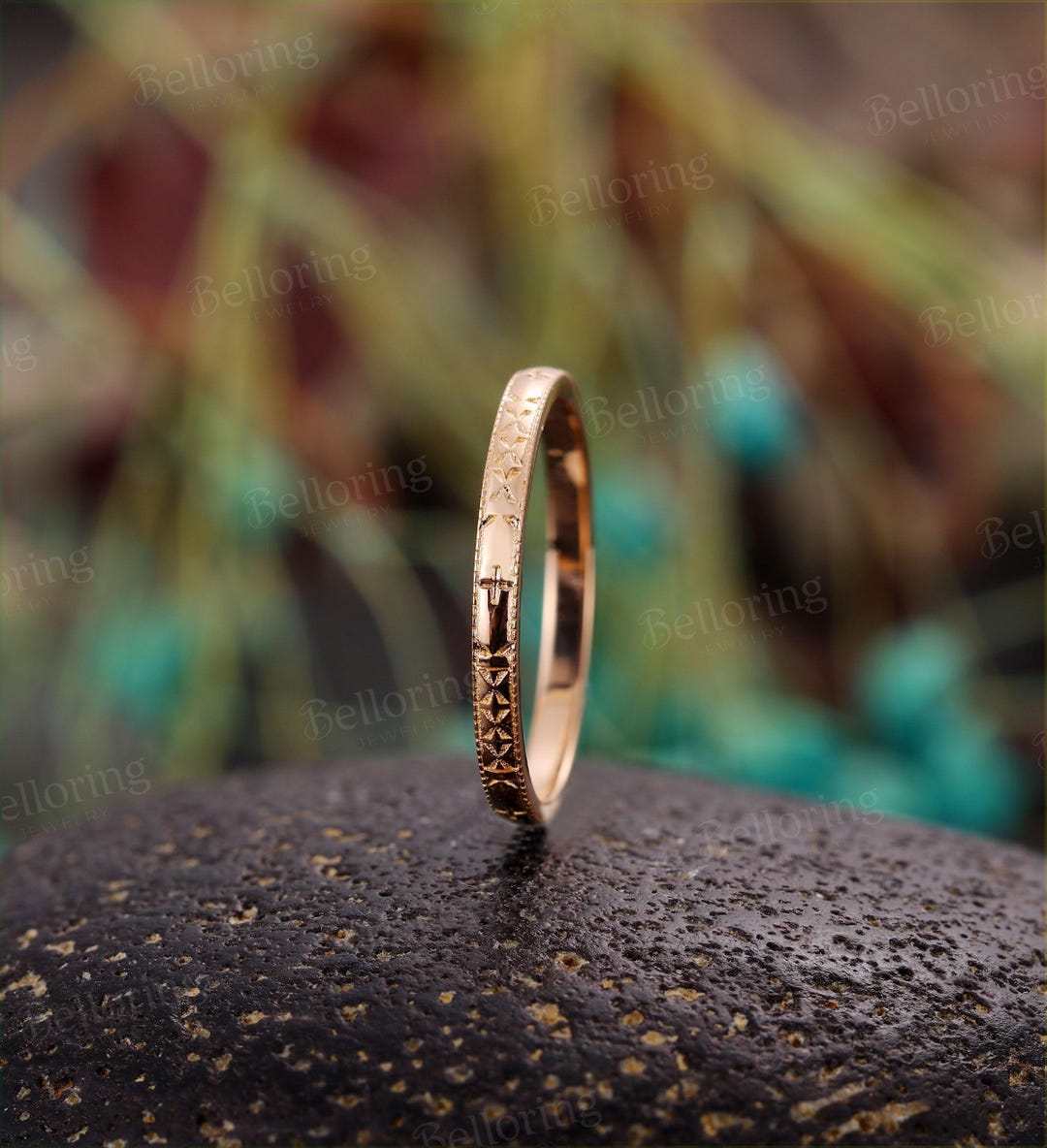 Gold art deco wedding band store