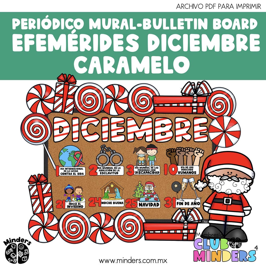 Periodico Mural - Bulletin Board Efemérides Diciembre Caramelo - Etsy