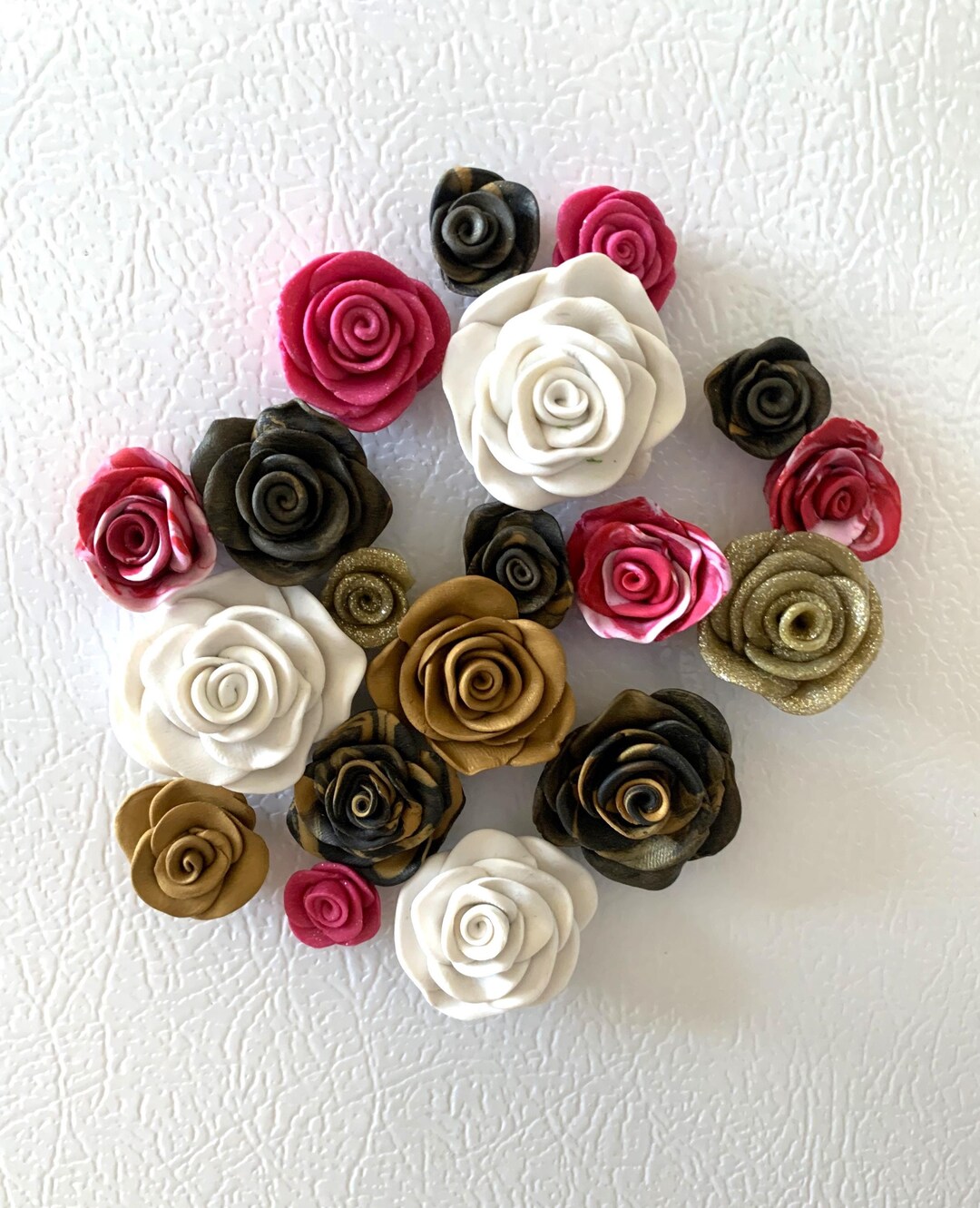 Rose Magnets Handmade Polymer Clay Refrigerator Magnet Sets Gift Home ...