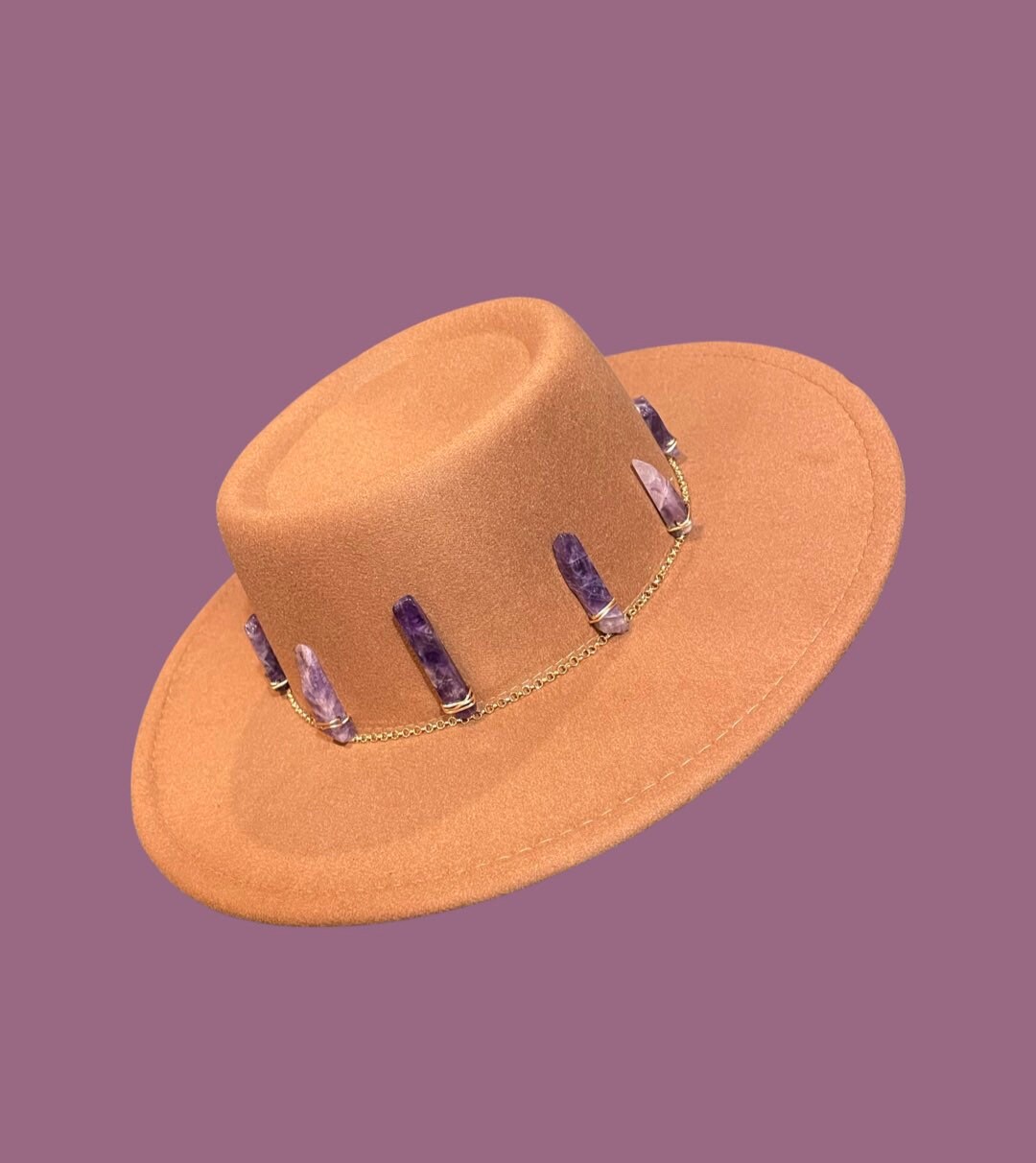 Savannah Hat • Wide Brim Boater Hat • Amethyst Stone Festival Hat - Etsy