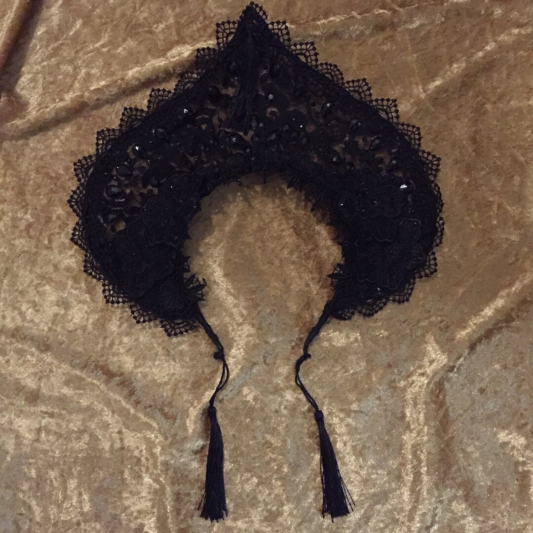 The Priestess Crown • Lace and Rhinestone Headpiece • - Etsy