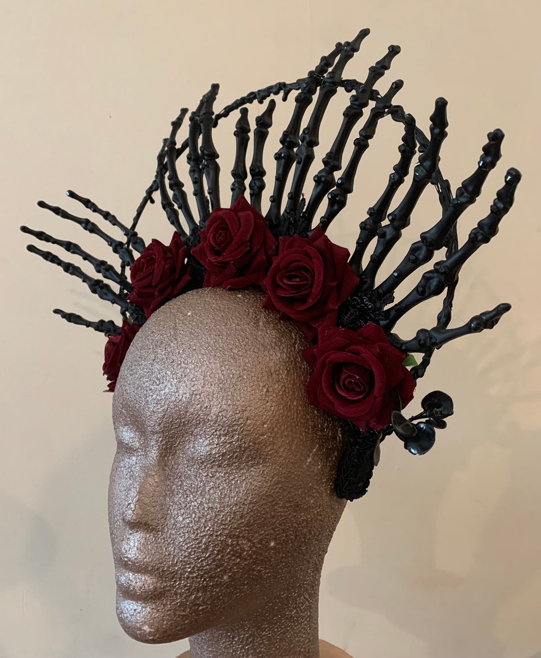 Skeleton Hands Halo Crown • Gothic Halloween Headpiece With Roses - Etsy
