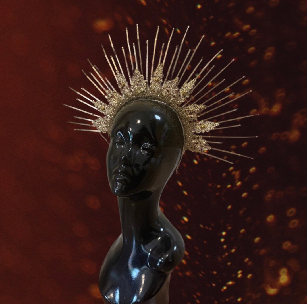 Gold Spiked Halo Crown • Festival Performance Halo Headpiece - Etsy