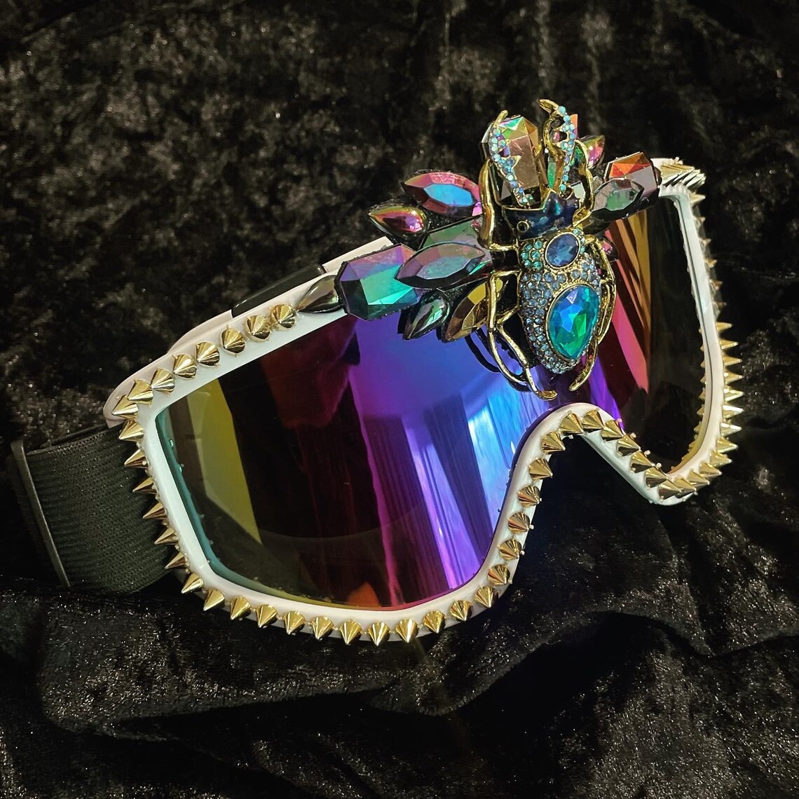 Scarab Ski Goggle • Mirror Lens Burner Goggle With Studs, Rhinestone ...