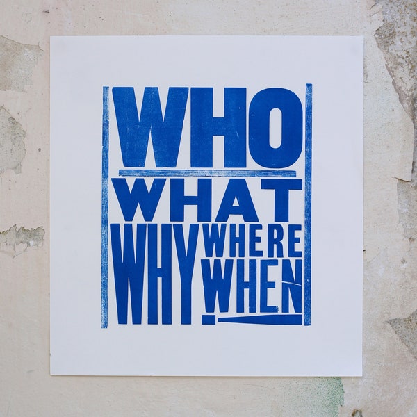 Who What When Where Why Posters - Etsy