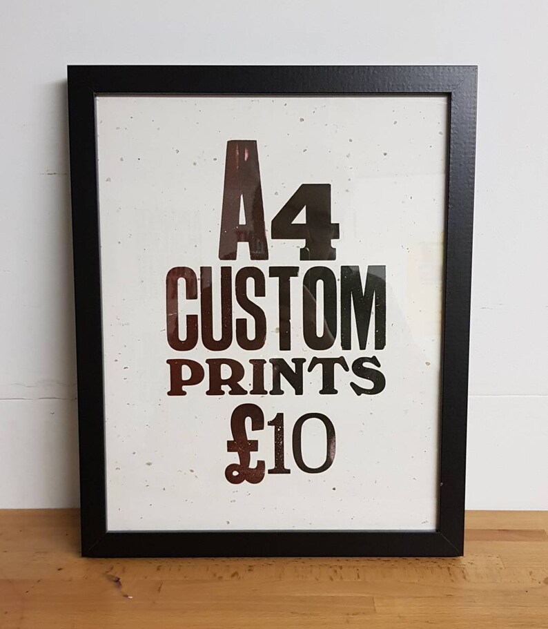 Custom A4 Letterpress Print OFFER - Etsy