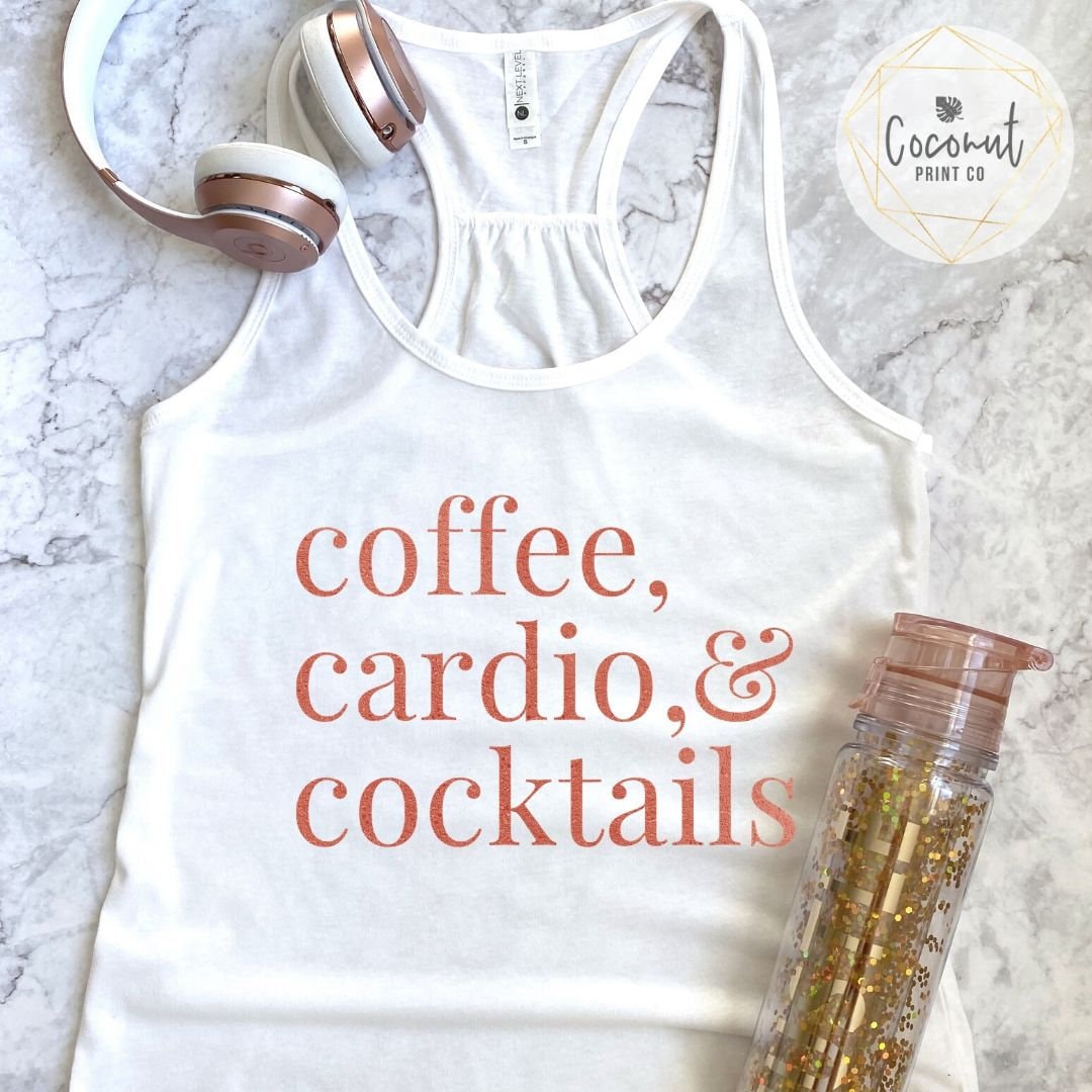 Coffee Cardio and Cocktails Tank Top, Workout Tank, Gym Shirt, Running ...