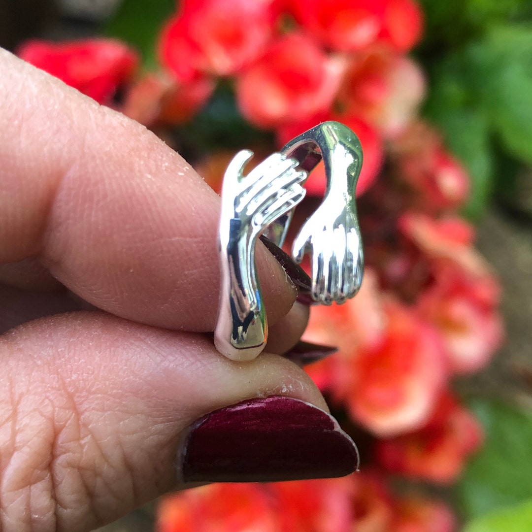 Adjustable Hug Ring, Sterling Silver, Silver Ring, Hug Ring, Birthday ...