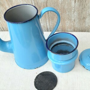 French Enamel Pot - Enameled Coffee Pot * 3 Pieces * Light Blue Enamel ...