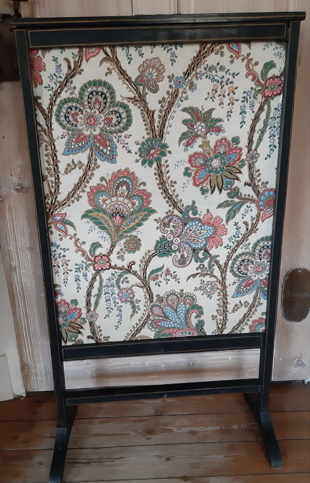 Antique French Screen - Stove Screen - Fireplace Screen * 1900 * Silk ...