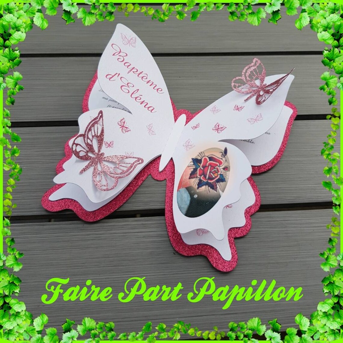 Faire Part papillon baptême fille - Etsy France