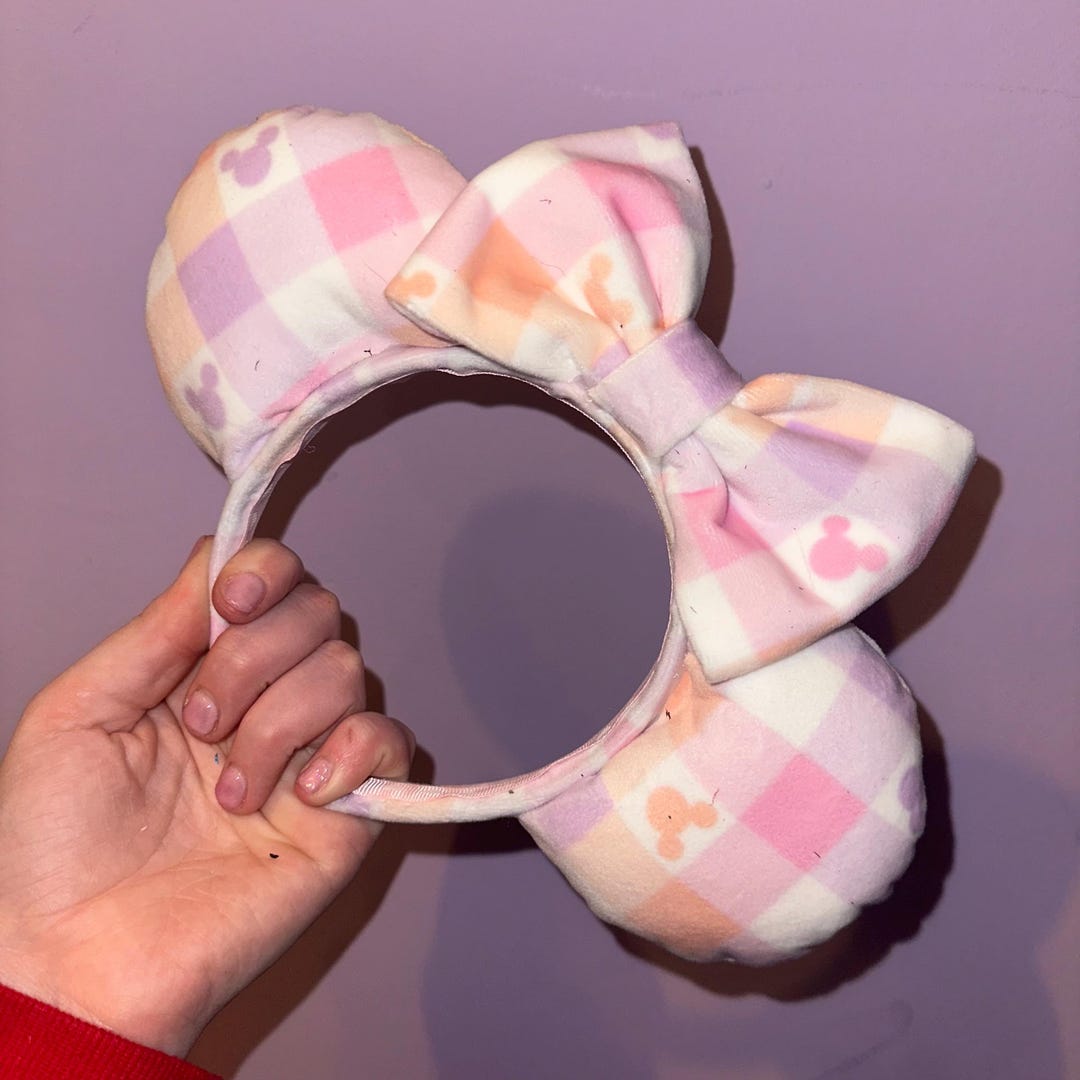 Rainbow Pastel Checkerboard Minnie Mickey Ears - Etsy