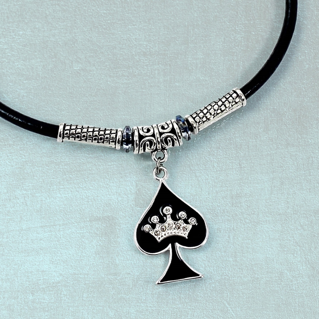 Leather Rhinestone Spade Anklet: Queen of Spades Jewelry - Etsy