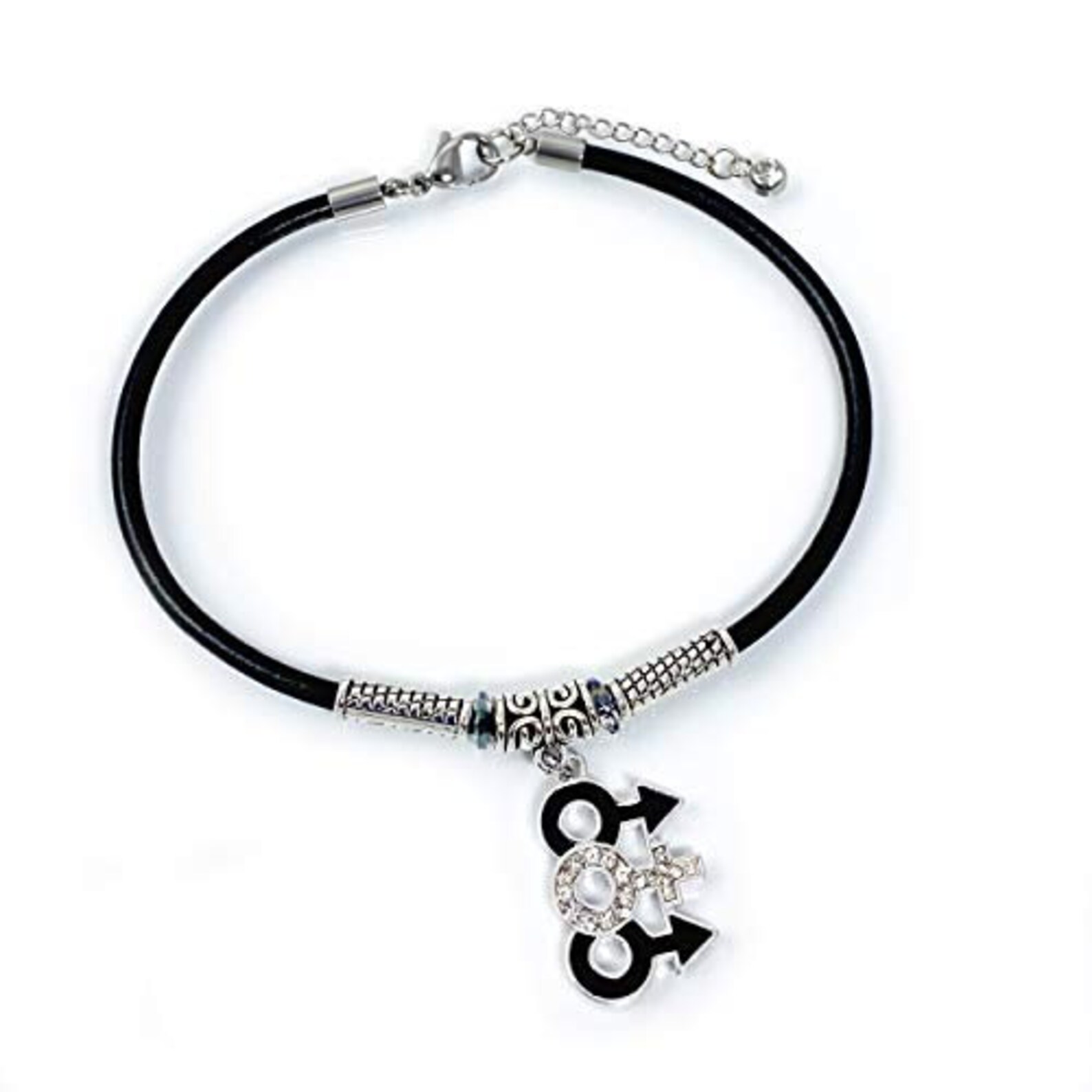 MFM Rhinestone Symbol Anklet - Leather Cord Bracelet - Etsy