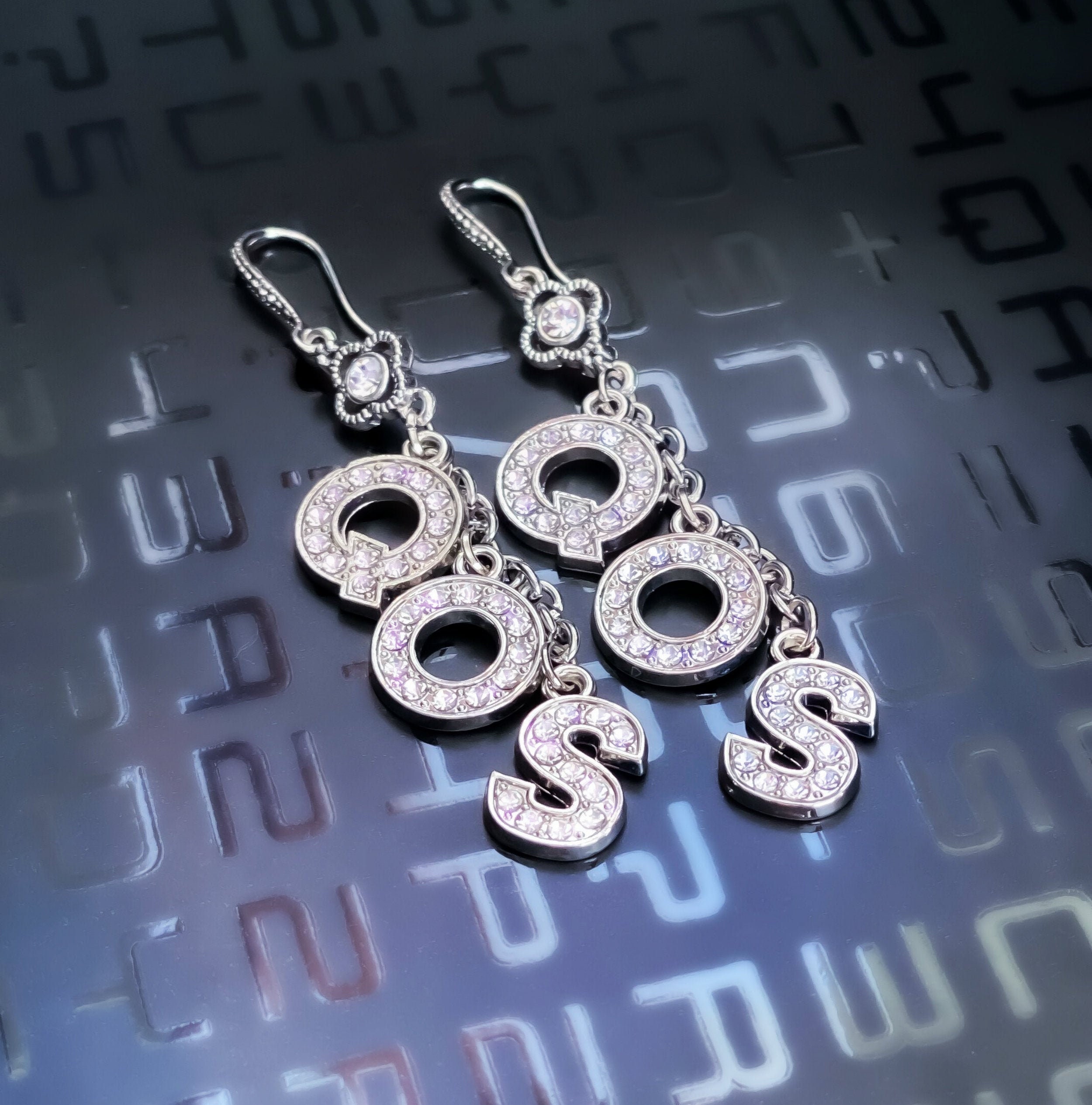 QOS Rhinestone Drop Earrings Hotwife Queen of Spades - Etsy Hong Kong