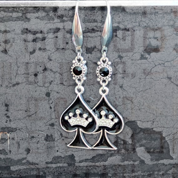 Spade W/ Crown Stainless Steel Drop Earrings Hotwife QOS - Etsy