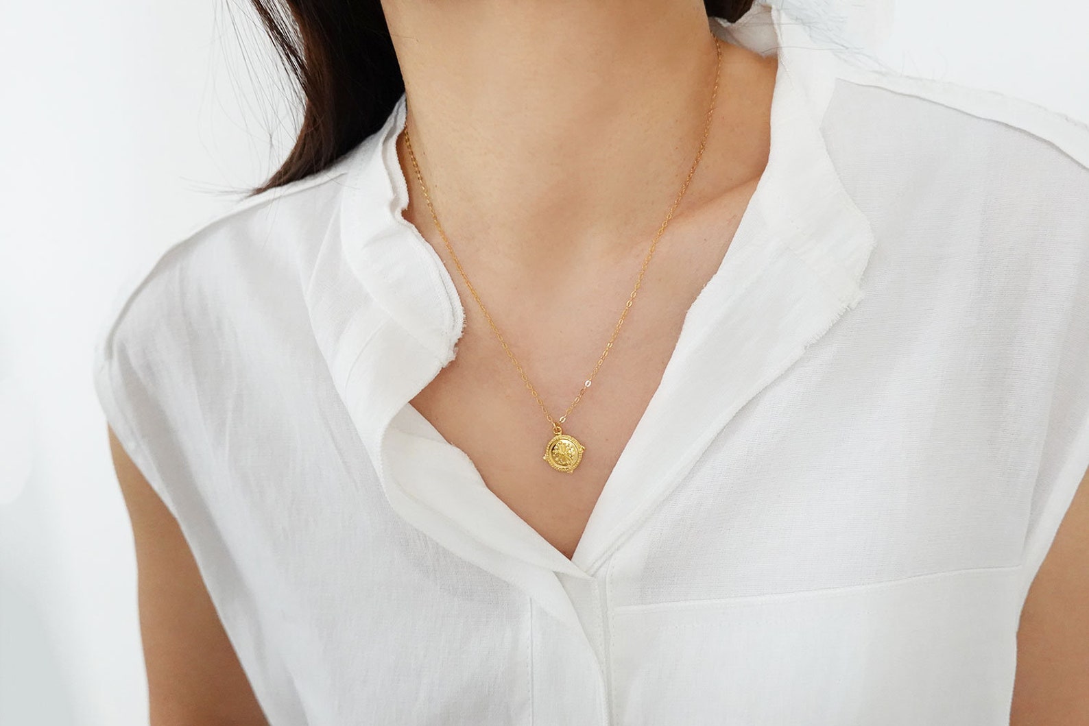 Fiona Necklace 24K Gold 925 Sterling Silver Necklace | Etsy