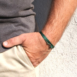 Emerald Green Rope Bracelet Green Thread Bracelet Mens Green Bracelet ...