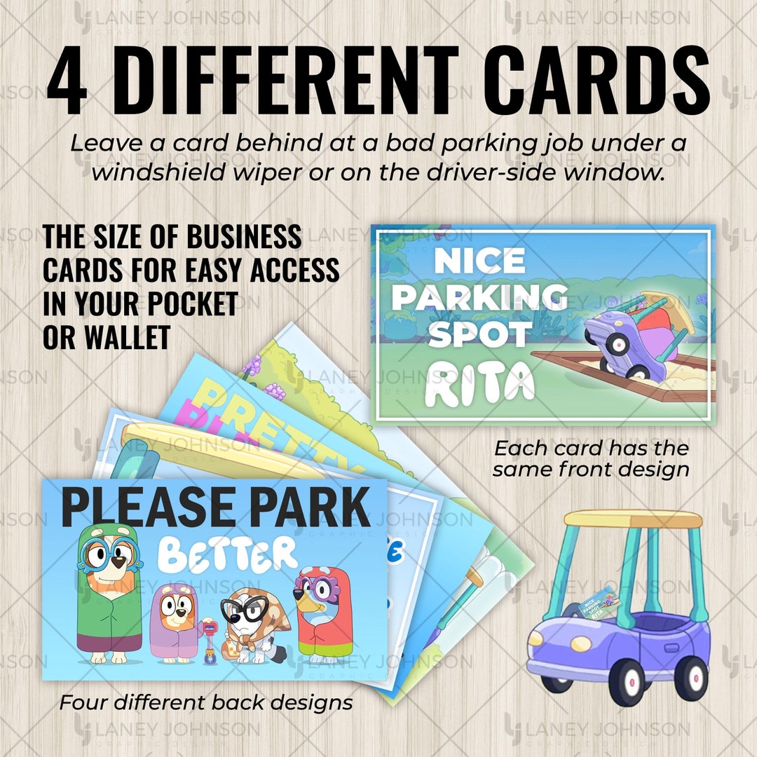 Bad Parking Bluey Cards (set of 4) - Etsy