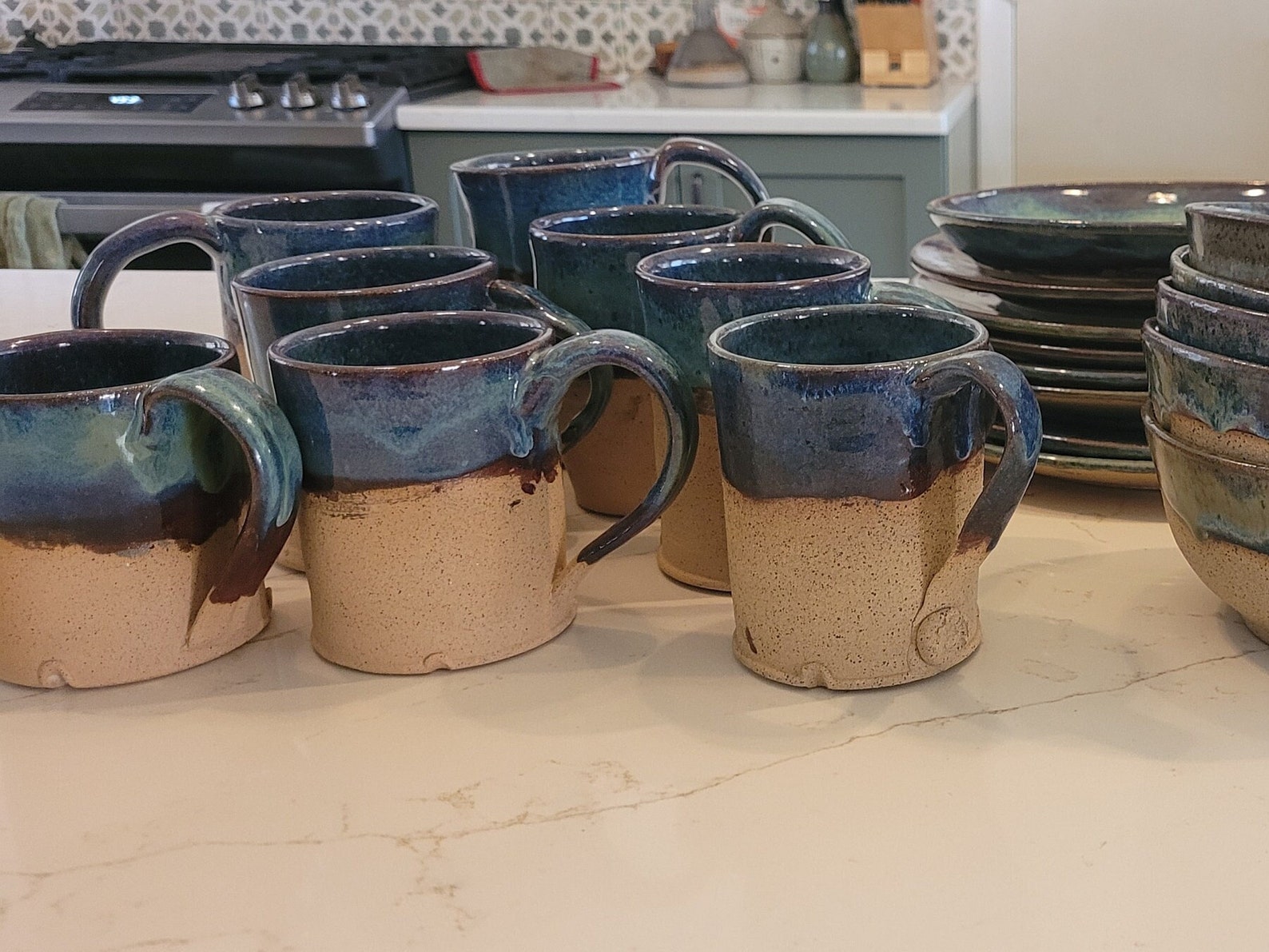 Pottery Mugs in Multi Colored Glaze - Etsy