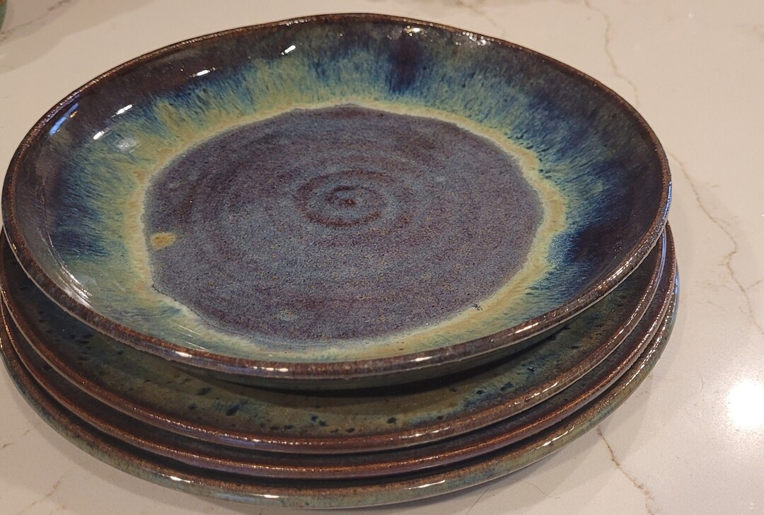 Set of 4 Handmade Stoneware Plates - Etsy