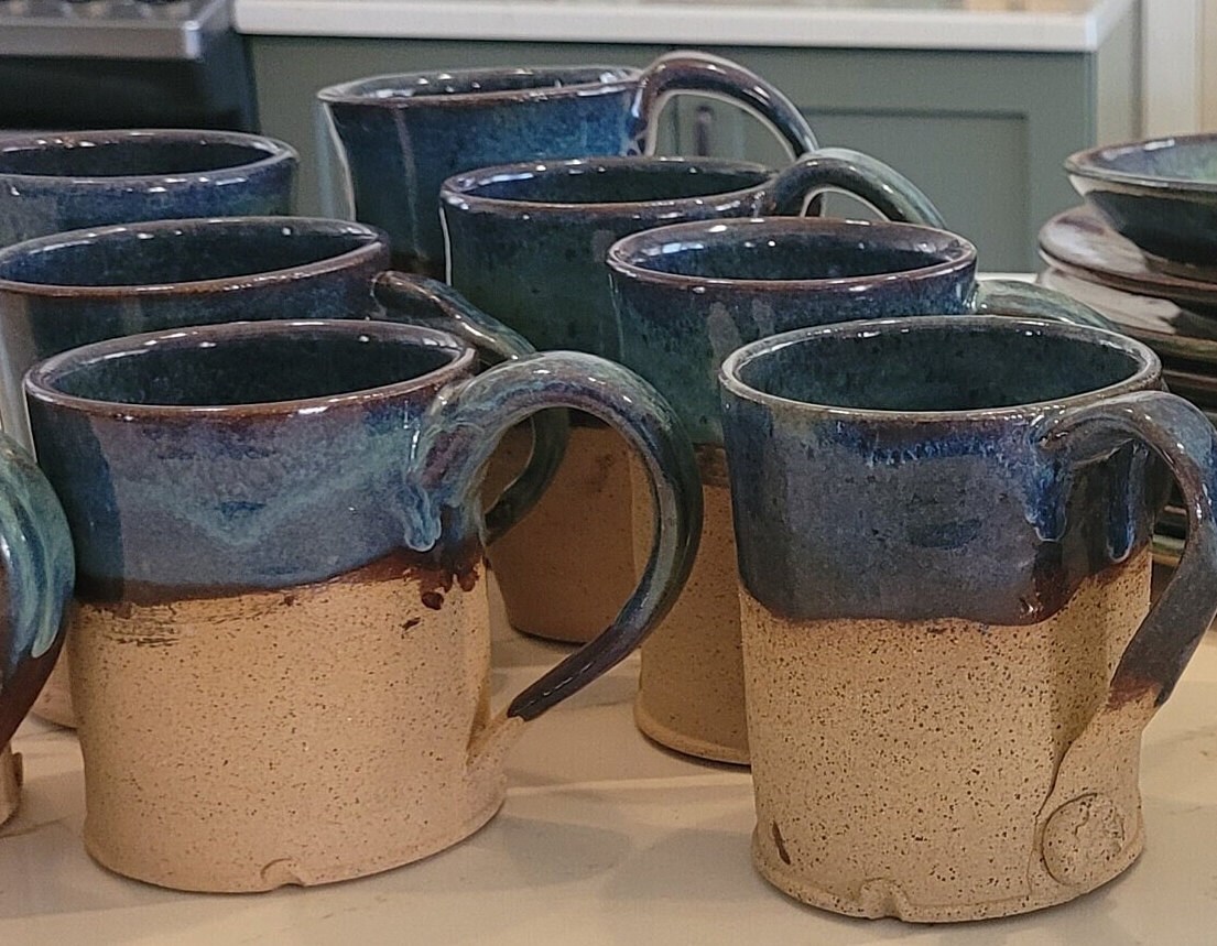 Pottery Mugs in Multi Colored Glaze - Etsy