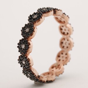 Band Ring Flower Style Turkish Handmade Jewelry Black Zircon - Etsy
