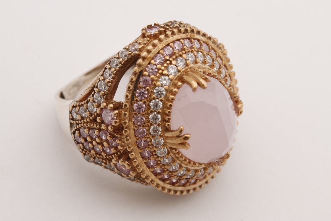 Turkish Handmade Jewelry Round Shape Pink Quartz and Round Cut - Etsy