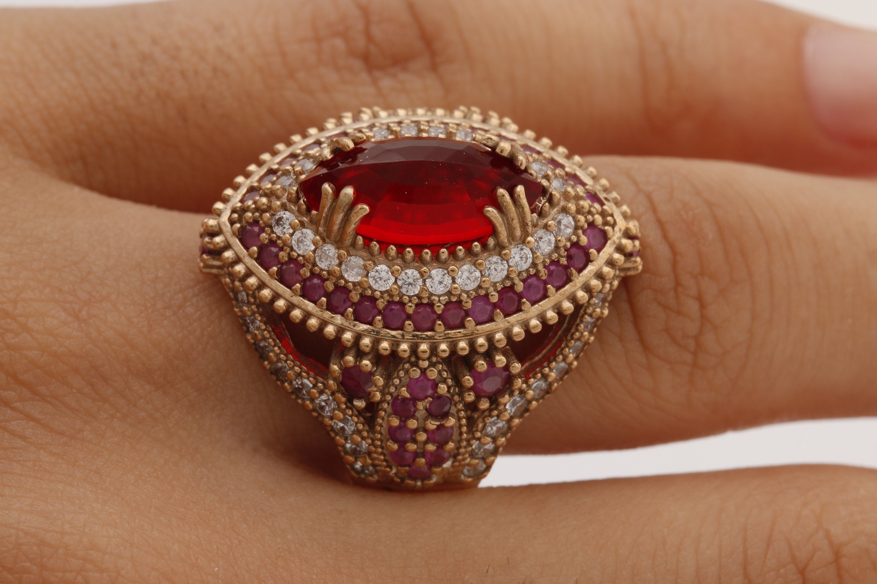 Joyería turca hecha a mano con forma de marquesa rubí y - Etsy España