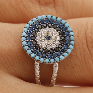 Evil Eye Turkish Nazar Handmade Good Luck 925 Sterling Silver - Etsy