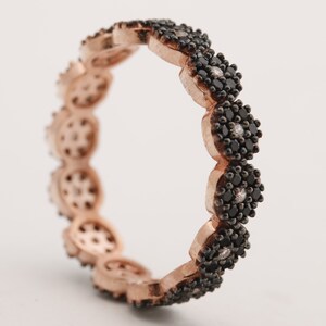 Band Ring Flower Style Turkish Handmade Jewelry Black Zircon - Etsy