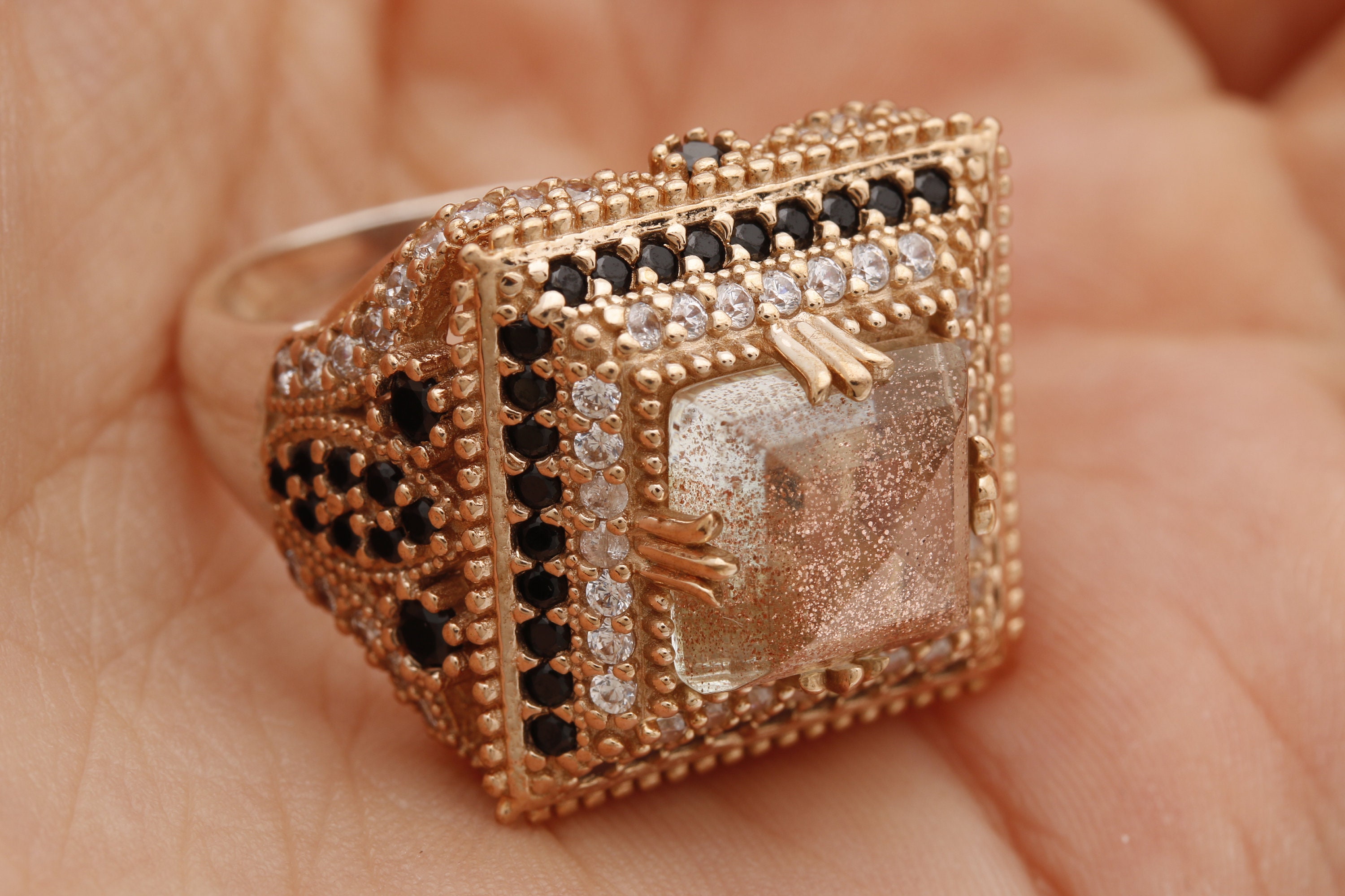 Turkish Handmade Jewelry Square Shape Glitter Brown Shiny - Etsy