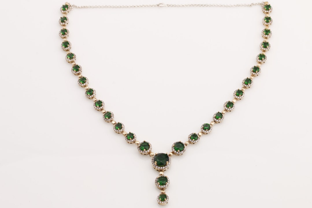 Turkish Handmade Jewelry Round Round Cut Emerald Topaz 925 Sterling ...