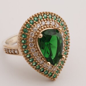 Turkish Handmade Jewelry Small Drop Shape Emerald and Round Cut Topaz ...