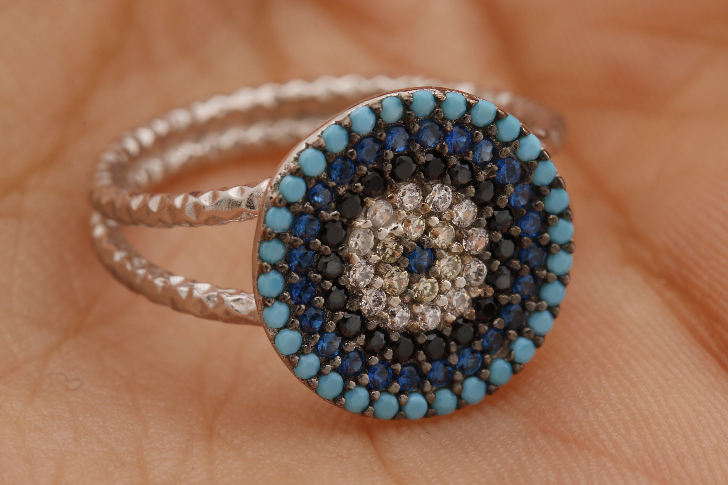 Evil Eye Turkish Nazar Handmade Good Luck 925 Sterling Silver | Etsy