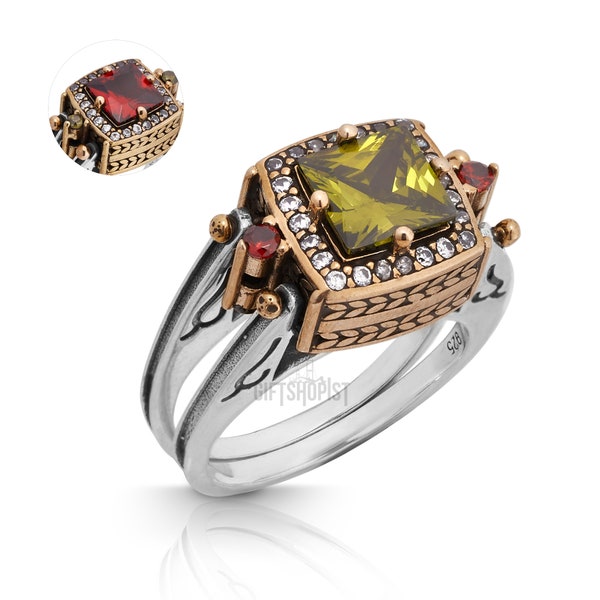 Ruby Peridot Ring - Etsy