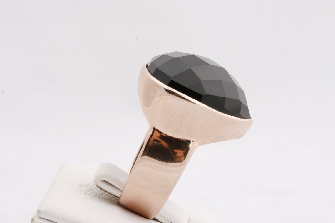 Turkish Handmade Jewelry Round Shape Black Onyx Rose Gold 925 - Etsy