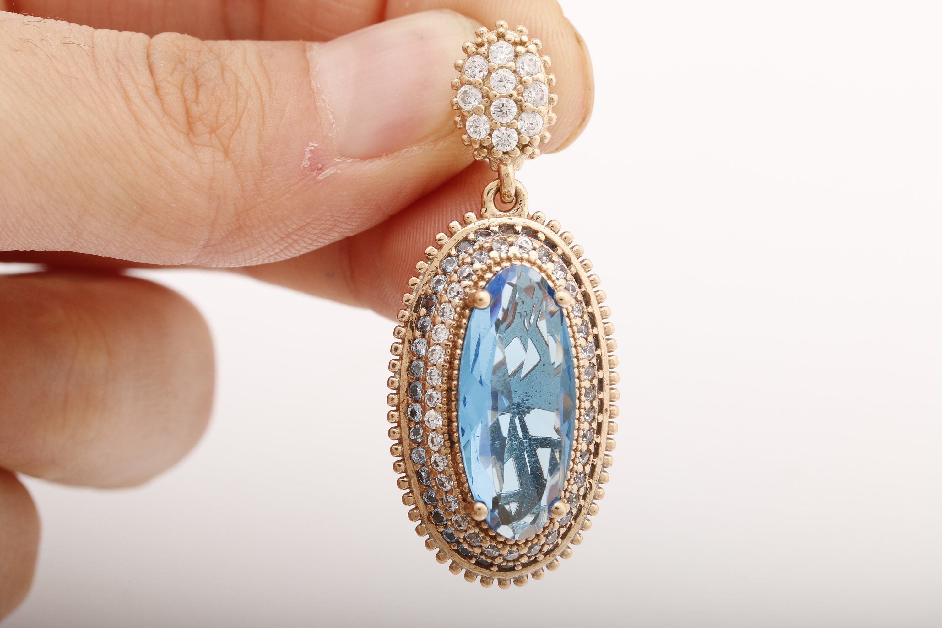 Joyería turca hecha a mano forma ovalada larga topacio de - Etsy España
