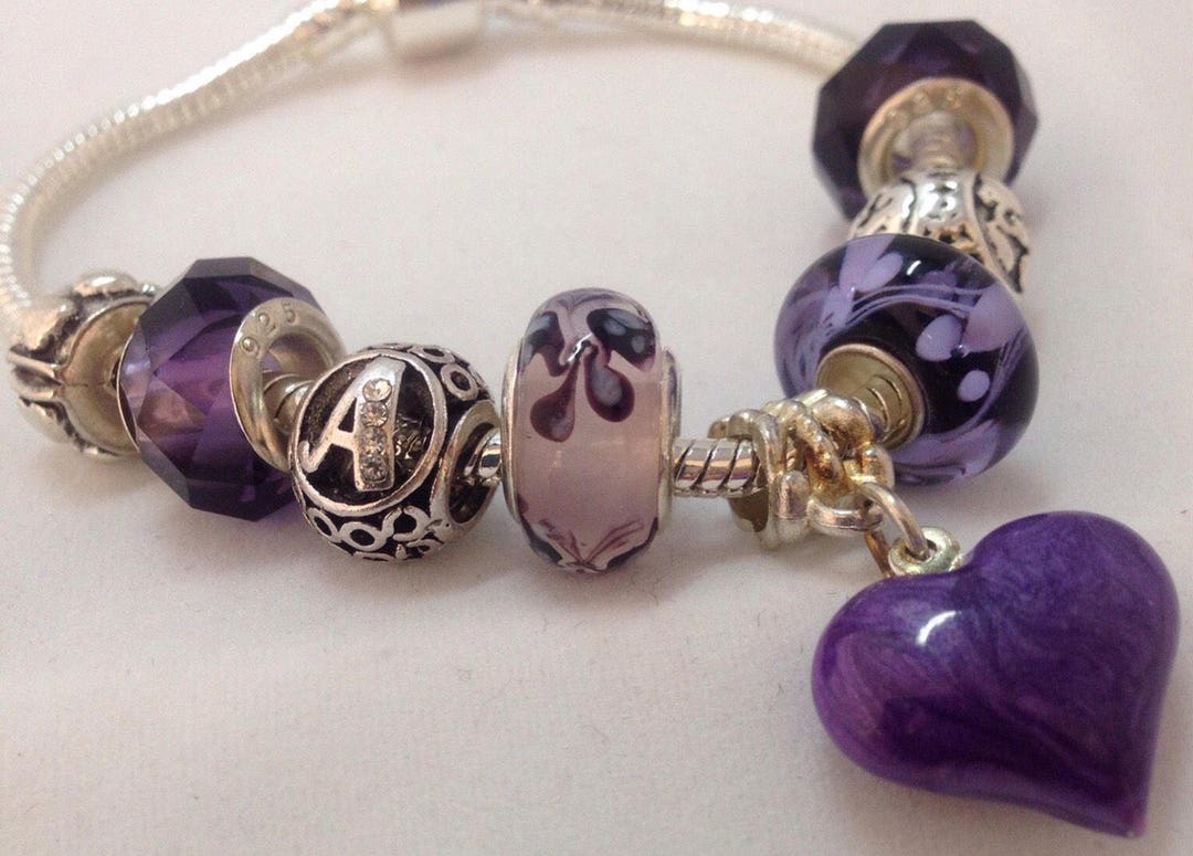 Personalised GIFT Silver European Charm Bracelet pandora Style Initial ...