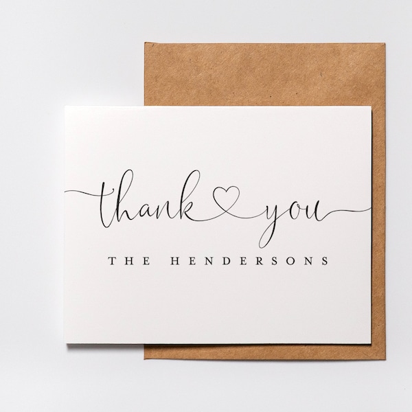 Last Name Thank You Card - Etsy