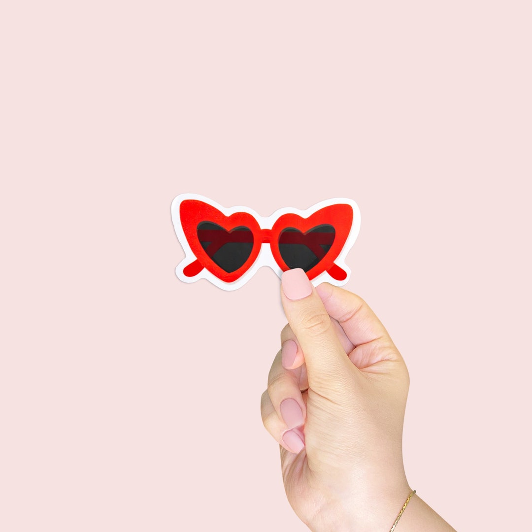 Red Heart Sunglasses Vinyl Sticker - Waterproof Decal - Etsy